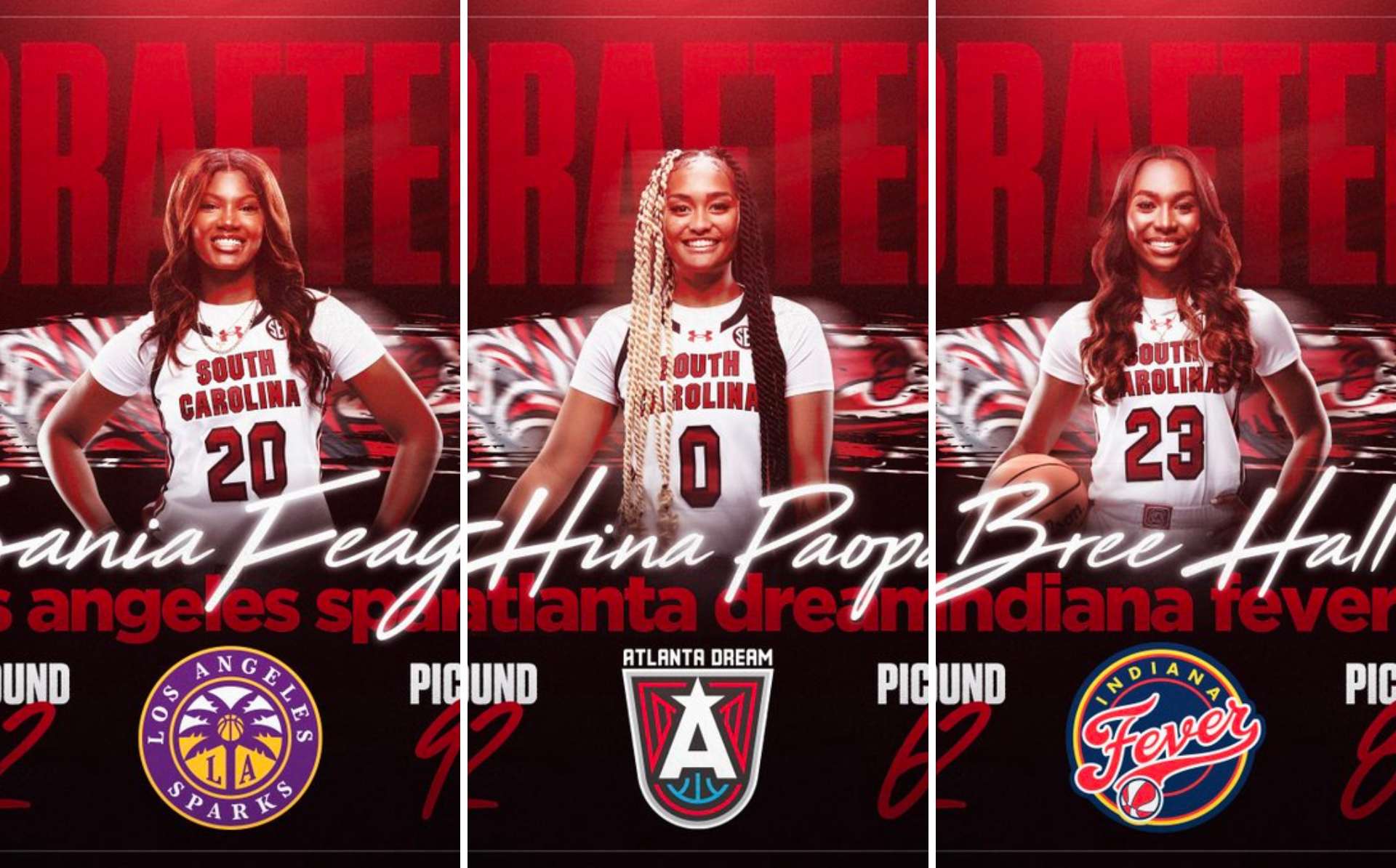 Tres Gamecocks seleccionadas en el Draft de la WNBA de 2025